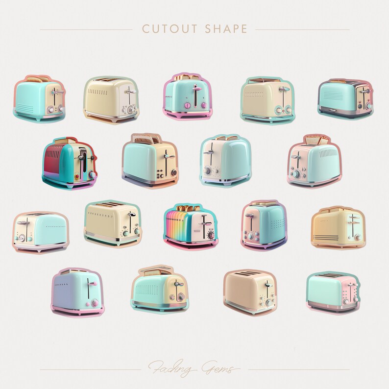 Fun Retro Toasters, Printable Fussy Cut Stickers, 1950s Appliances ...