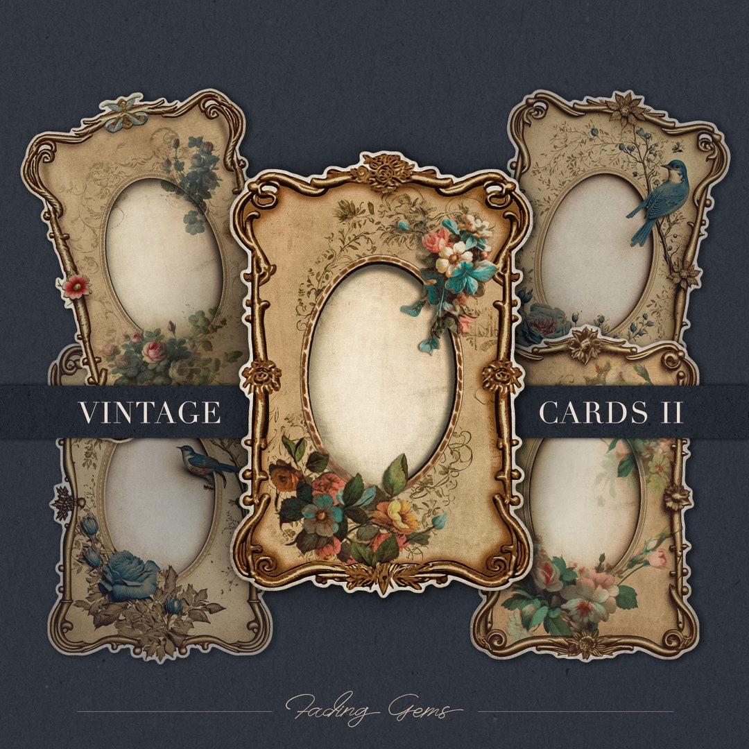 Vintage Ornate Flowery Frames, Junk Journal Printable Inserts, Birds ...