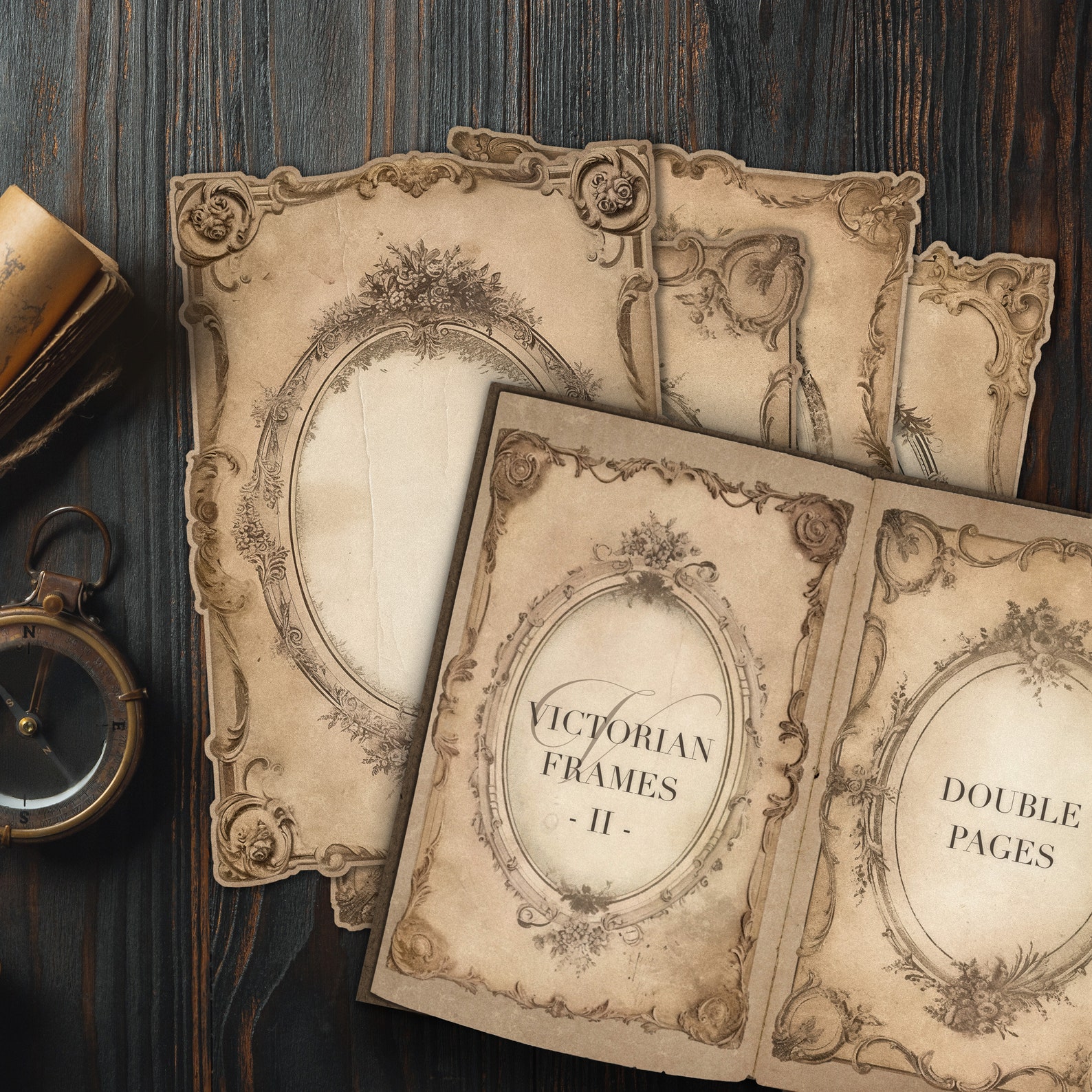 Oval Victorian Frames II, Shabby Digital Paper, Antique Embellishments ...