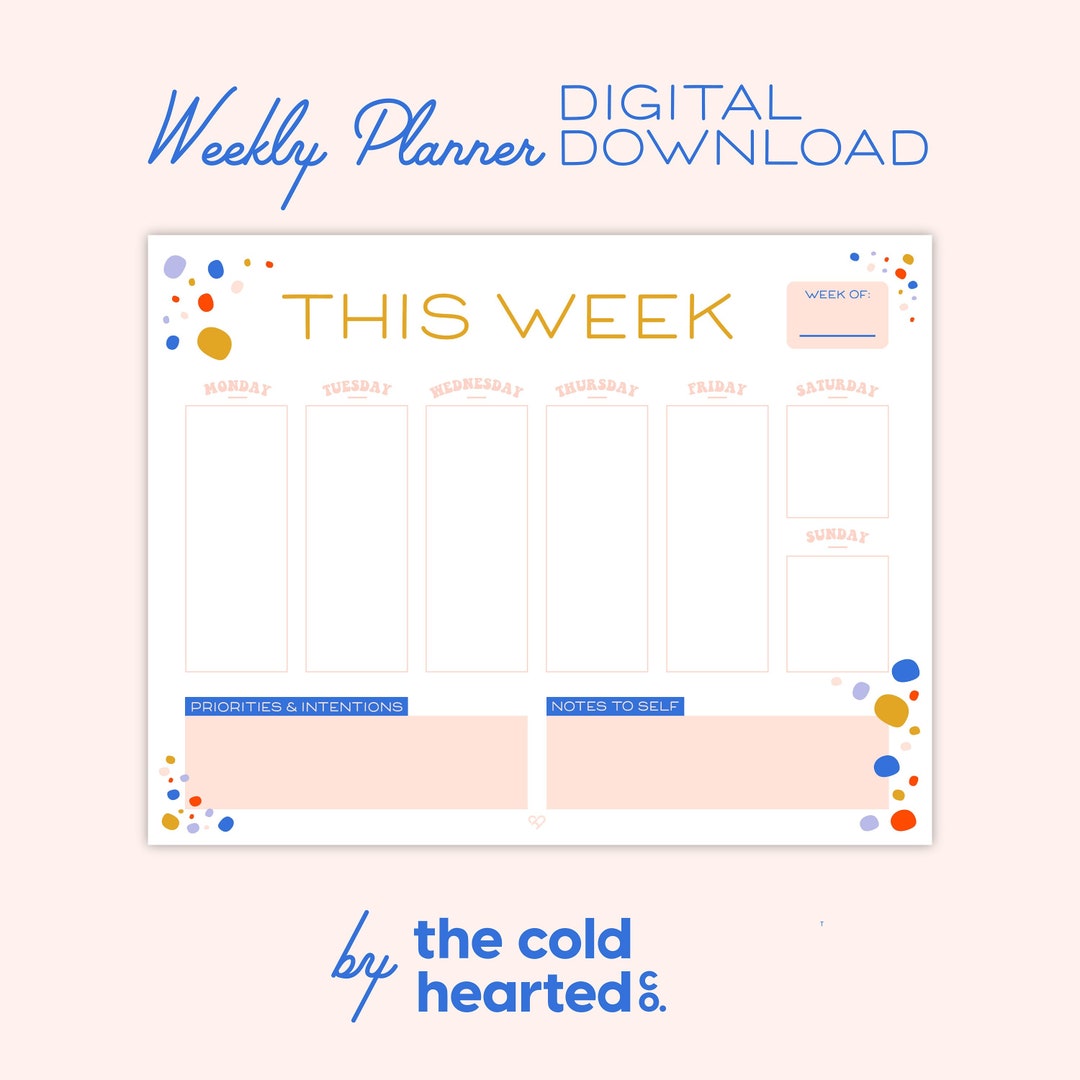ADHD Weekly Planner Digital Download Colorful - Etsy