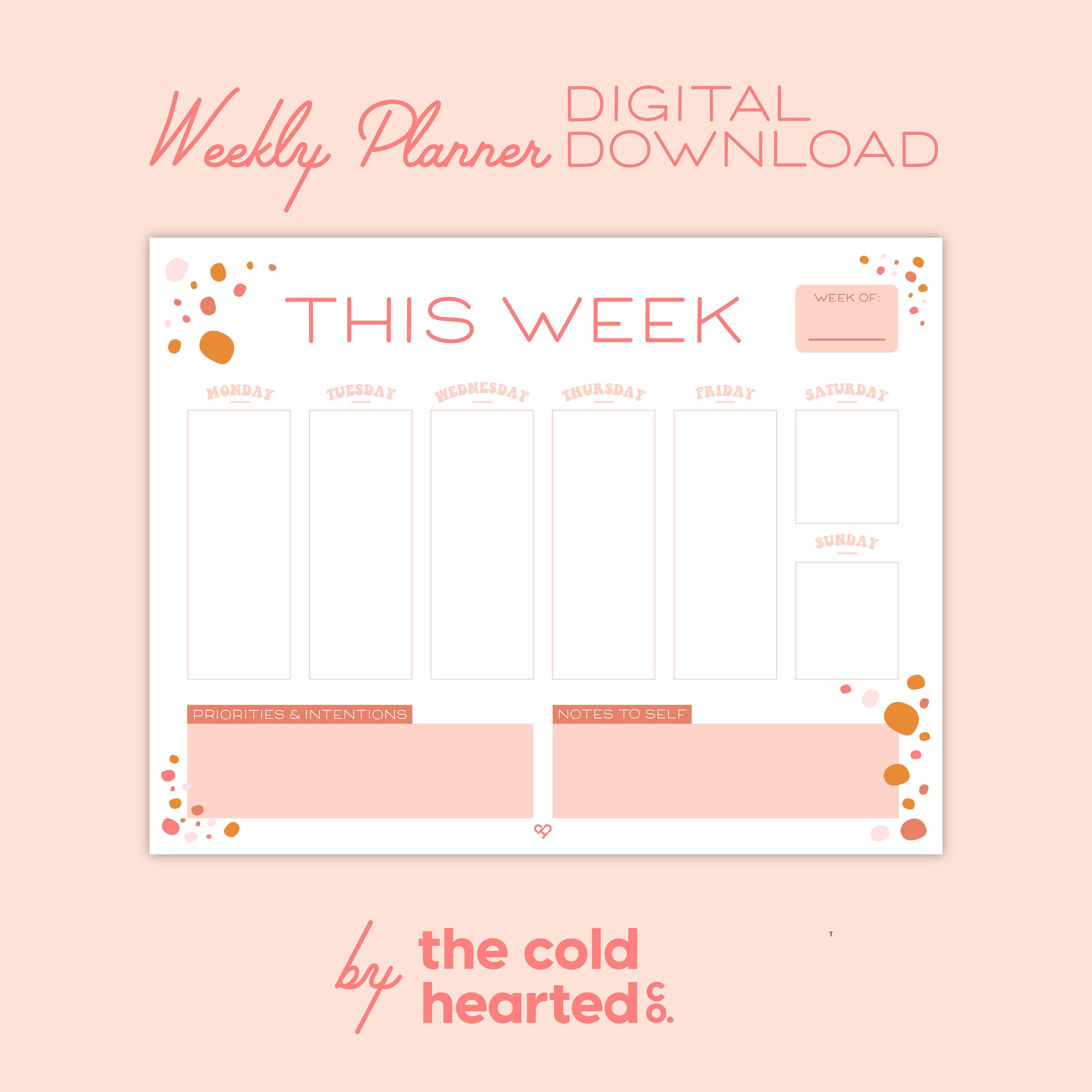 ADHD Weekly Planner Digital Download Pink - Etsy