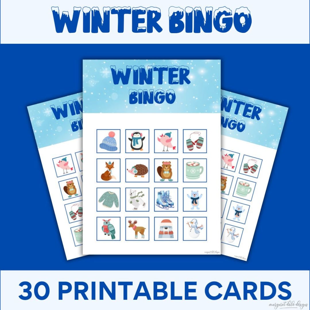 Winter Bingo Game 30 Printable Cards Kids Classroom Party - Etsy
