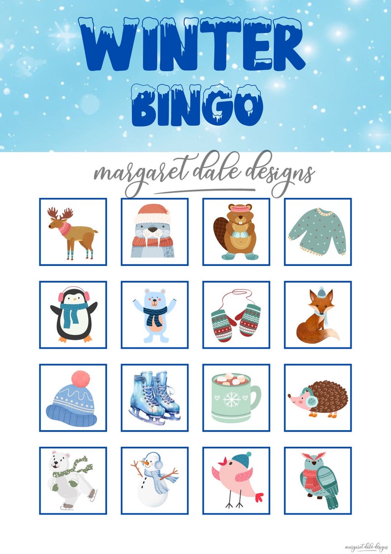 Winter Bingo Game 30 Printable Cards Kids Classroom Party - Etsy