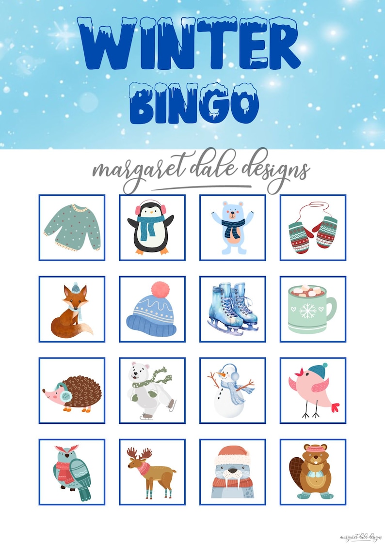 Winter Bingo Game 30 Printable Cards Kids Classroom Party - Etsy
