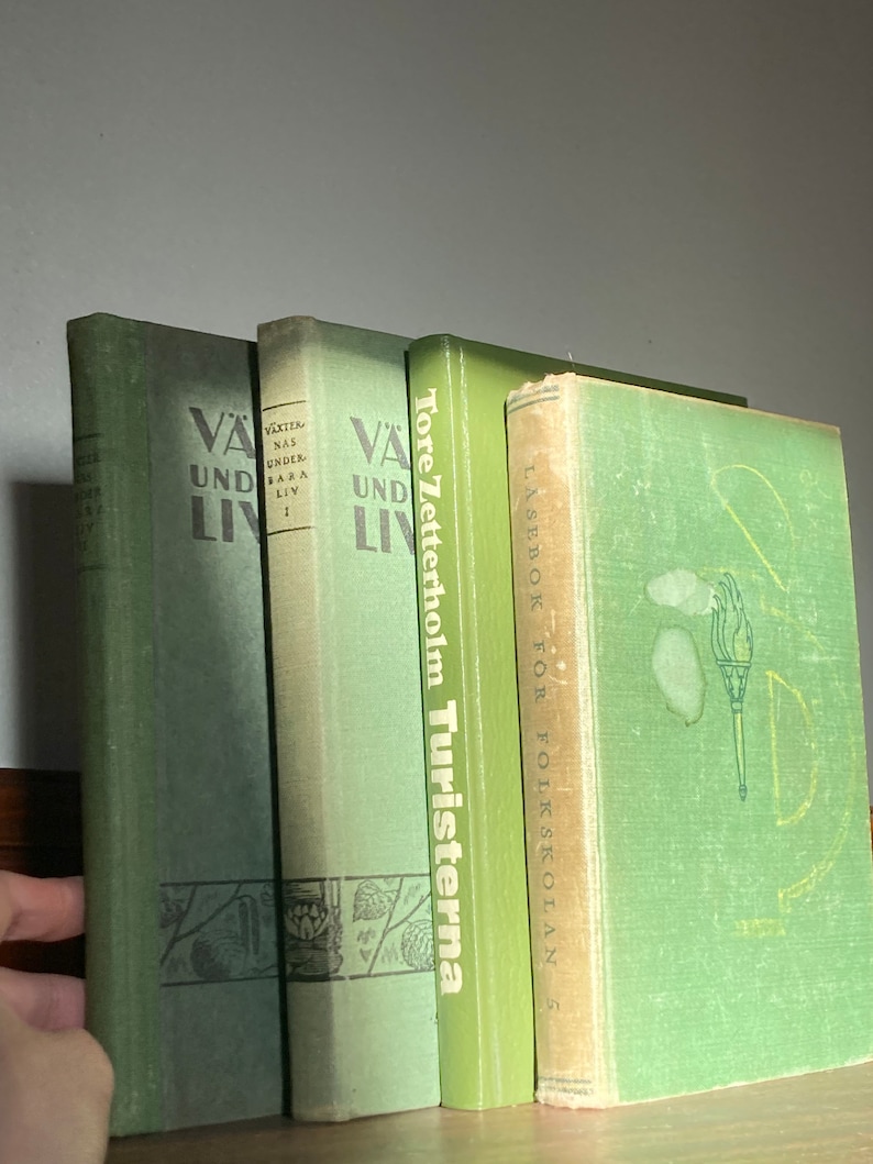 Green Book Stack | Swedish Decorative Books | Real Hardback Books - Etsy