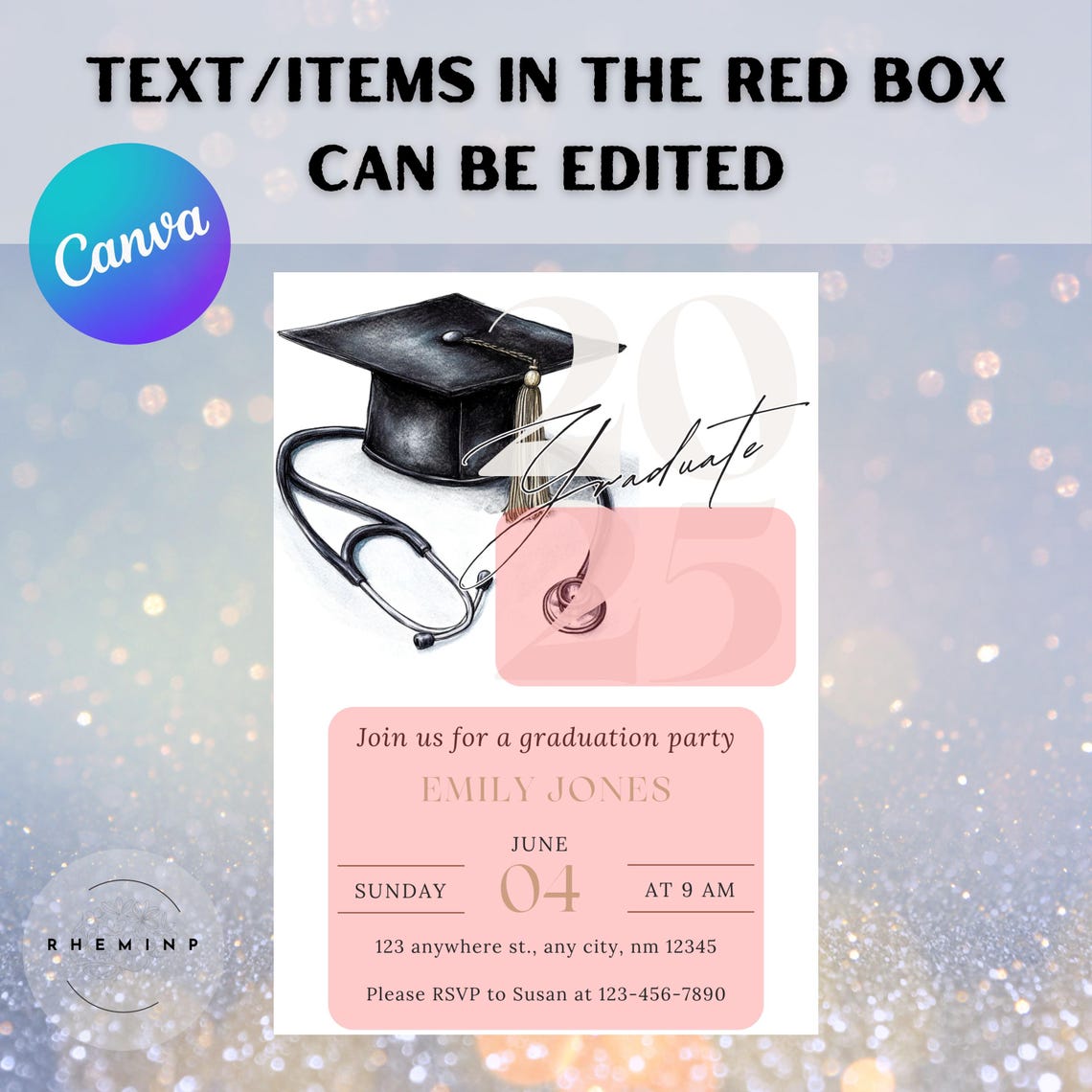 Nurse Graduation Invitation - Digital Download | Editable Nurse ...