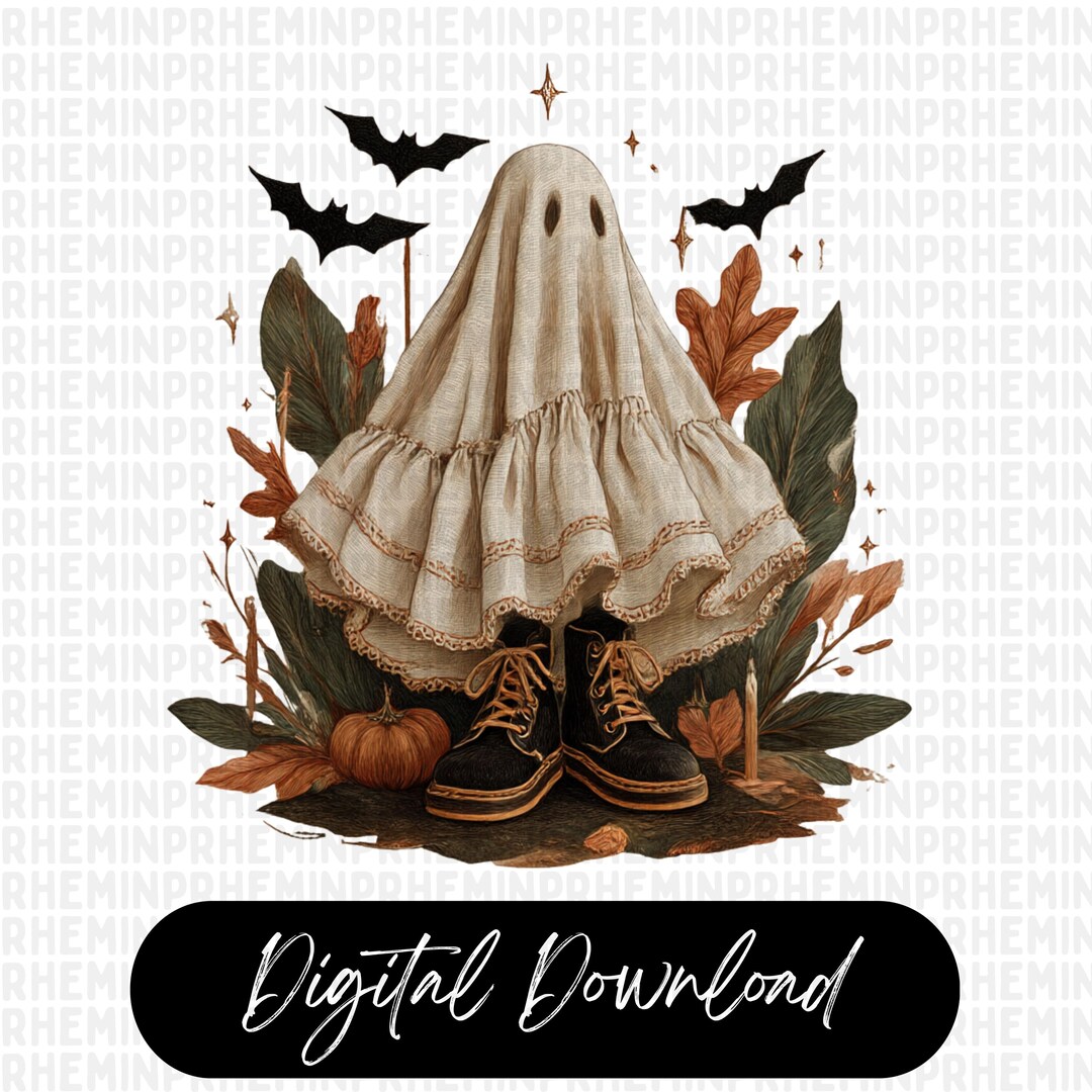 Boho Fall Ghost PNG, Halloween Fall Ghost Png, Girly Pumpkin Png ...