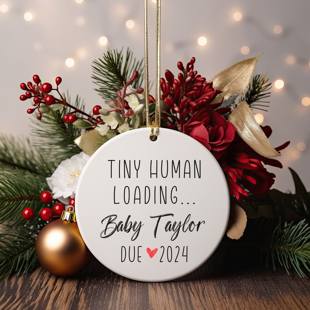 Personalized Tiny Human Loading Announcement Ornament - Etsy