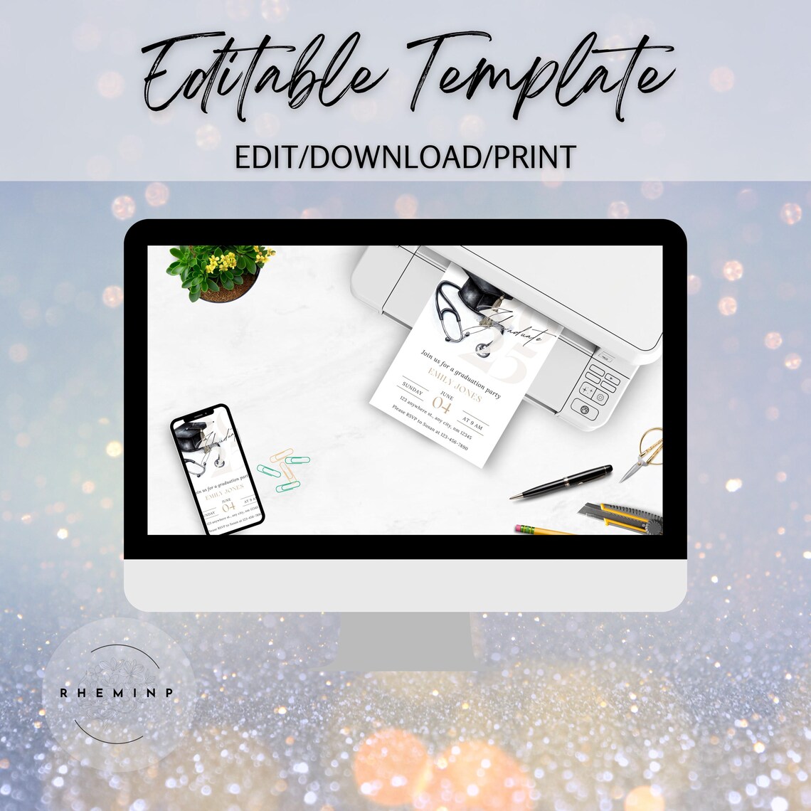 Nurse Graduation Invitation - Digital Download | Editable Nurse ...