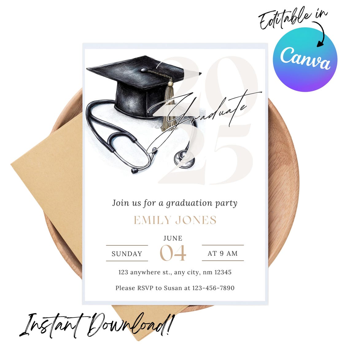 Nurse Graduation Invitation - Digital Download | Editable Nurse ...