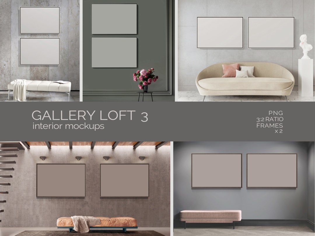 Horizontal Wall Art Modern Urban Stylish 2 Frame Mockup Bundle 3:2 ...