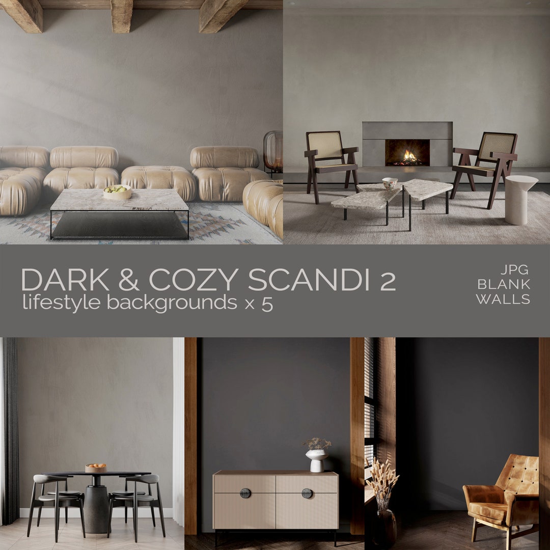 Blank Wall Scandinavian Mockup Bundle Dark Cozy Scandi Modern ...