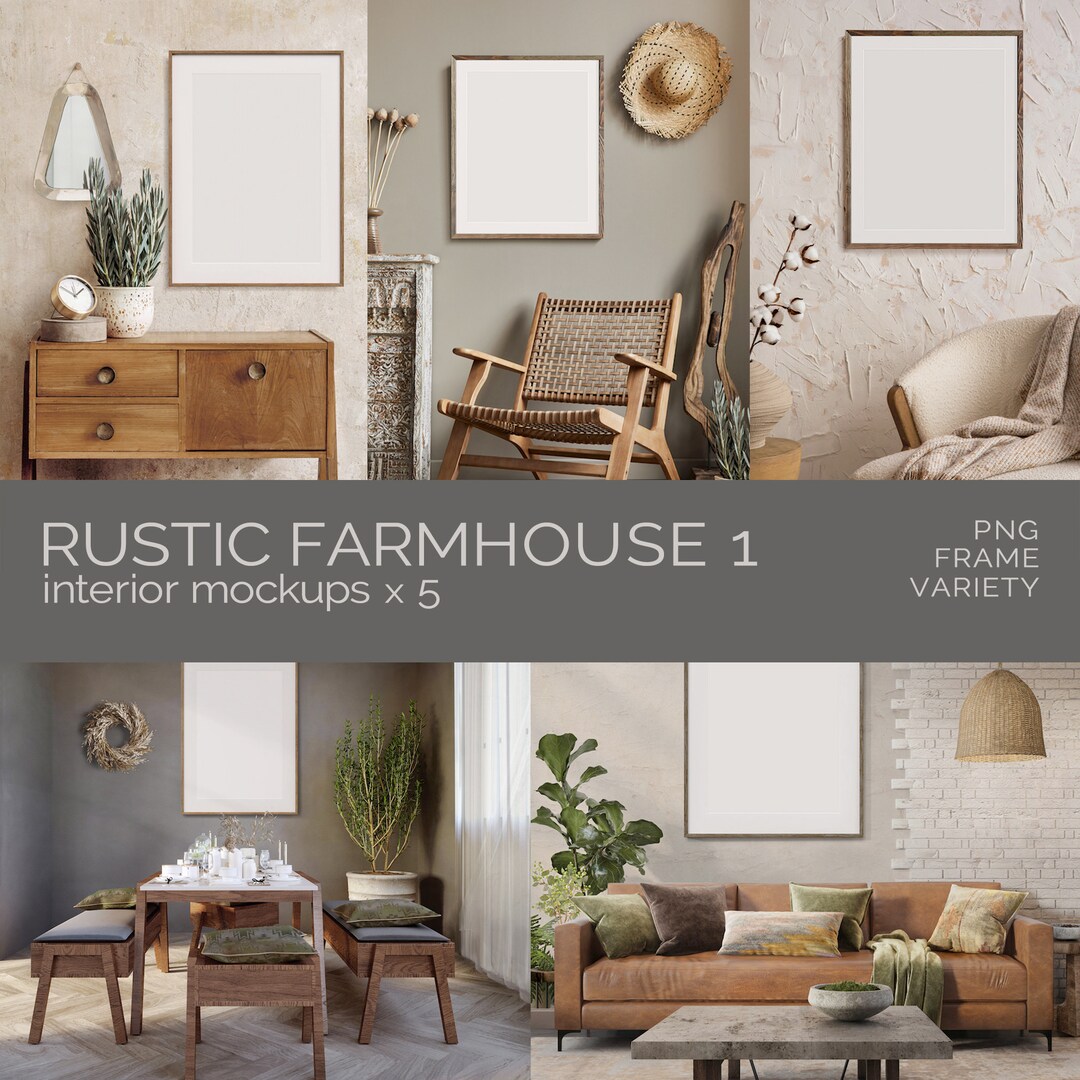 Farmhouse Mockup Bundle Rustic Poster Frame Variety Casual Styled ...