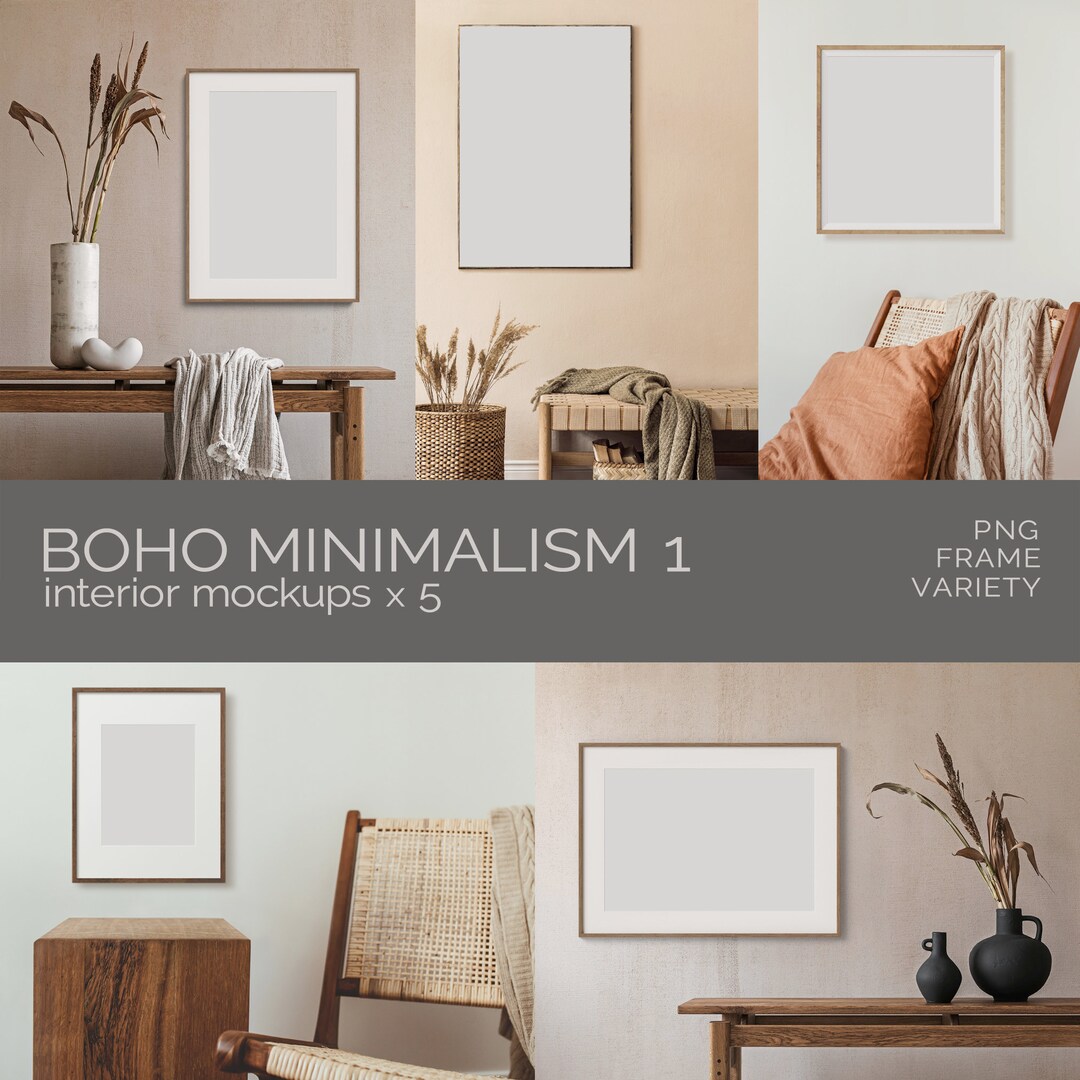 Minimalist Boho Wall Art Mock up Bundle Neutral Pastel Aesthetic ...