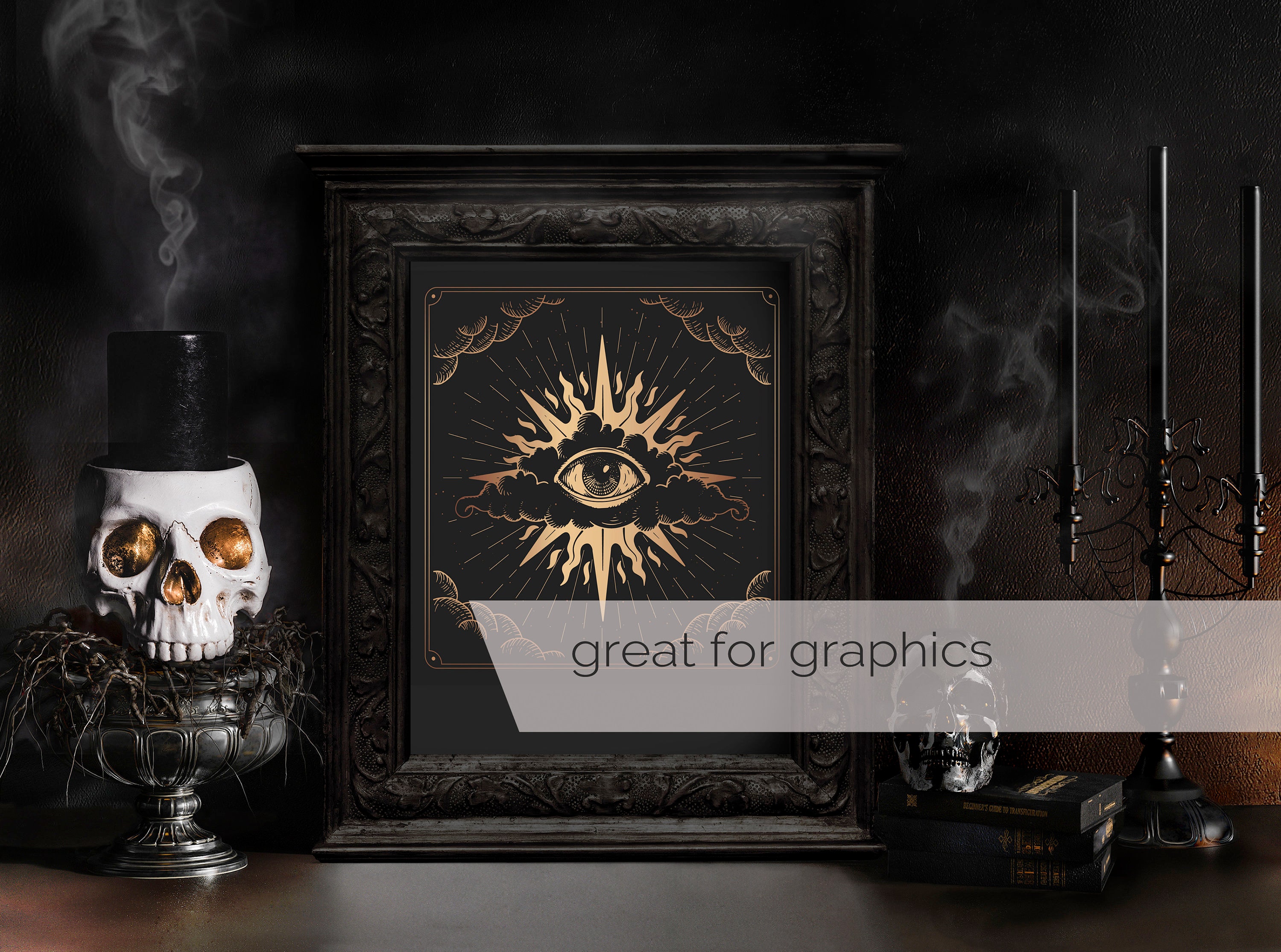 Gothic Skulls Frame Vintage Tabletop Moody Mockup Dark Hazy - Etsy