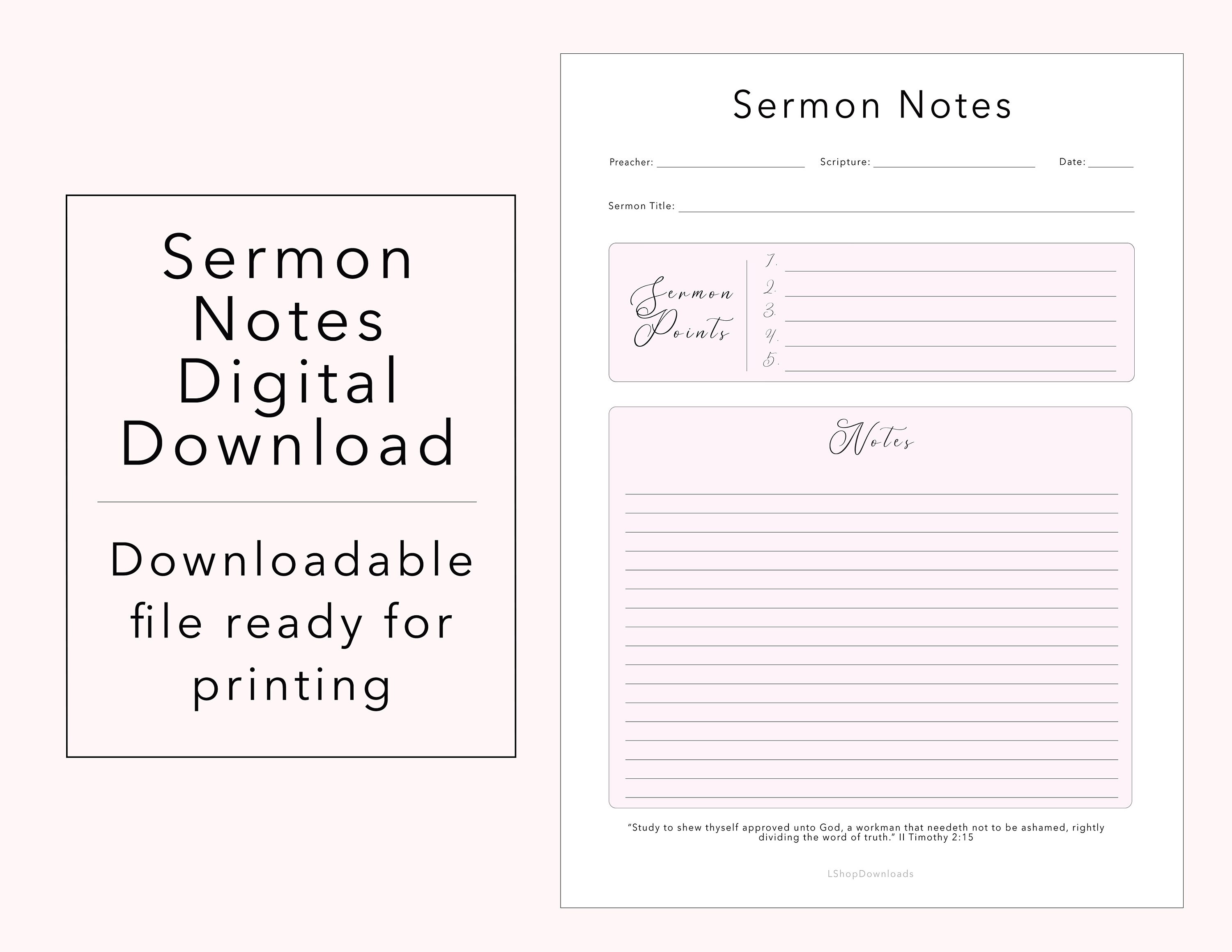 Sermon Notes Printable 8.5"x11", Download File - Etsy