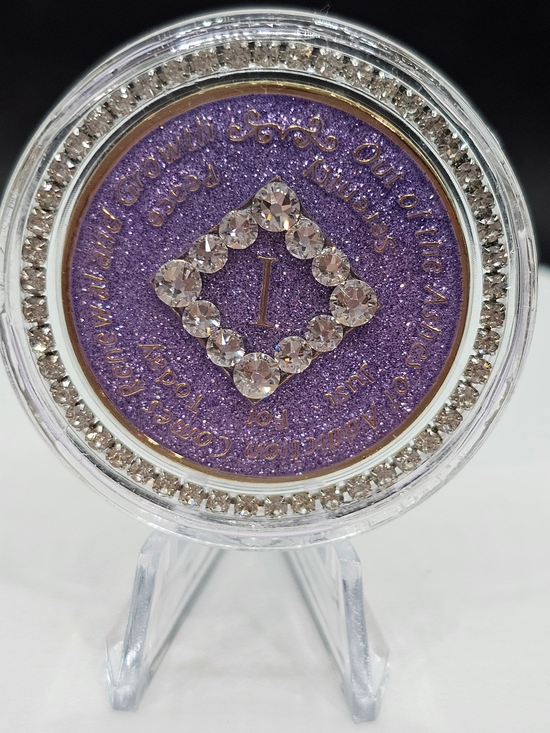 12 Steps, Medallion, Token, AA, NA, Glitter, Purple,inspirational ...