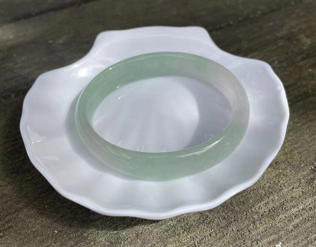 Oval Ice Jade Bangle-light Green Jade Bangle-burmese Jade Bangle-gift ...