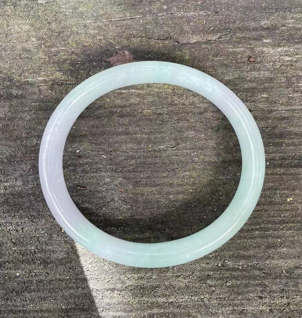 Oval Ice Jade Bangle-light Green Jade Bangle-burmese Jade Bangle-gift ...