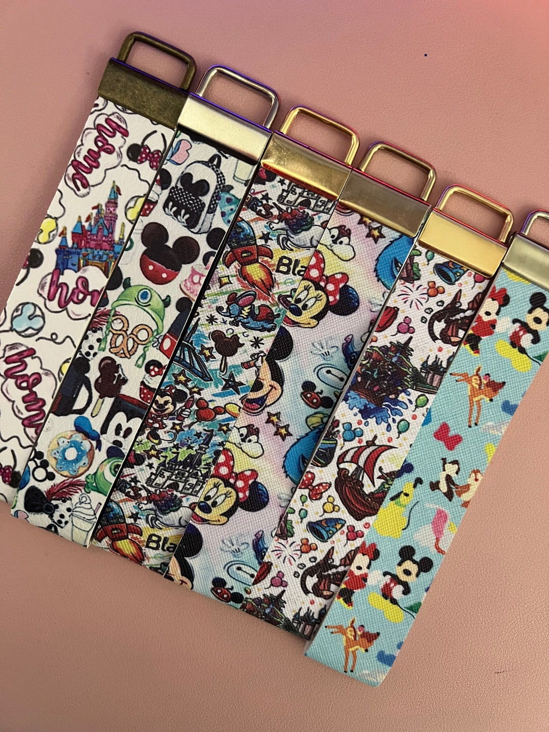 Disney Character Themed Faux Leather Key Fobs & Wristlets - Etsy