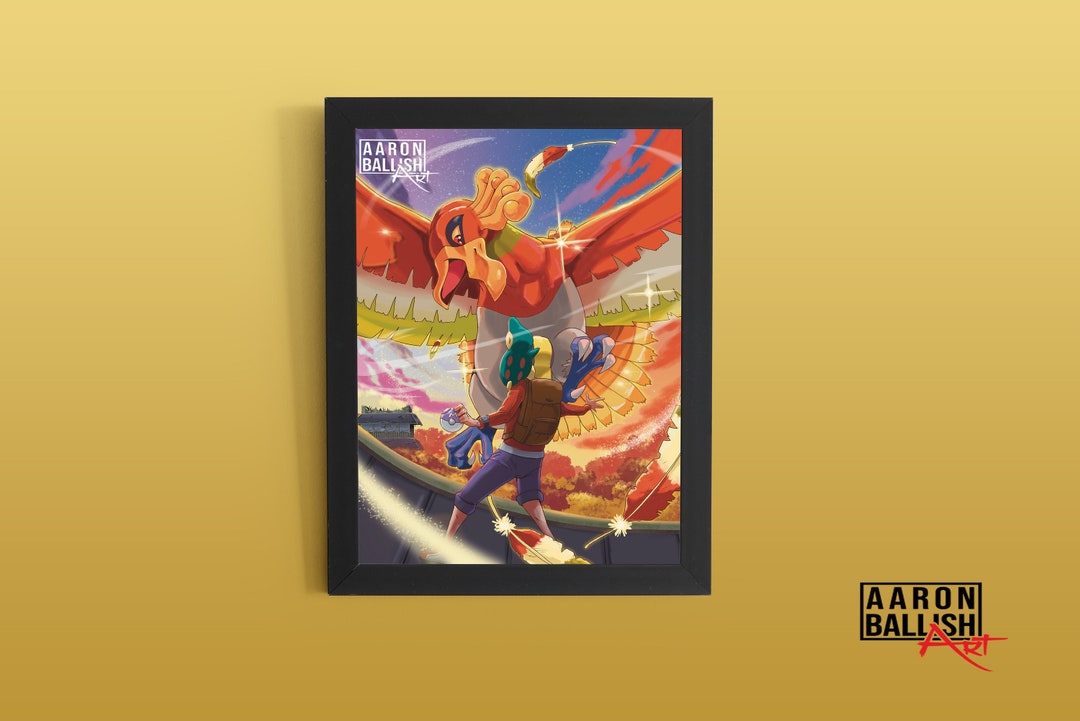 Ho-oh Art Print Poster Pokemon Decor Ho-oh Wall Art Lugia Anime Pkm ...