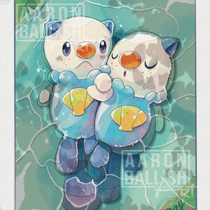 Oshawott Watercolor Poster Pokemon Decor Oshawott Wall Art Pika Anime ...