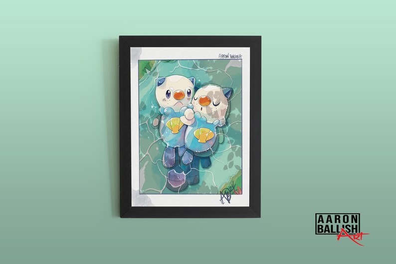 Oshawott Watercolor Poster Pokemon Decor Oshawott Wall Art Pika Anime ...