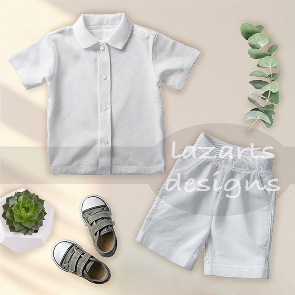 Mockup Design Template With Summer Cotton Shorts and Shirt, Kids ...