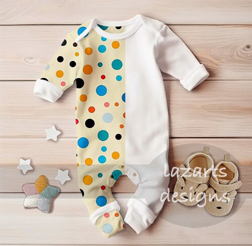 Mockup Design , Template With Cotton Baby Sleepwear, Bodysuit ...