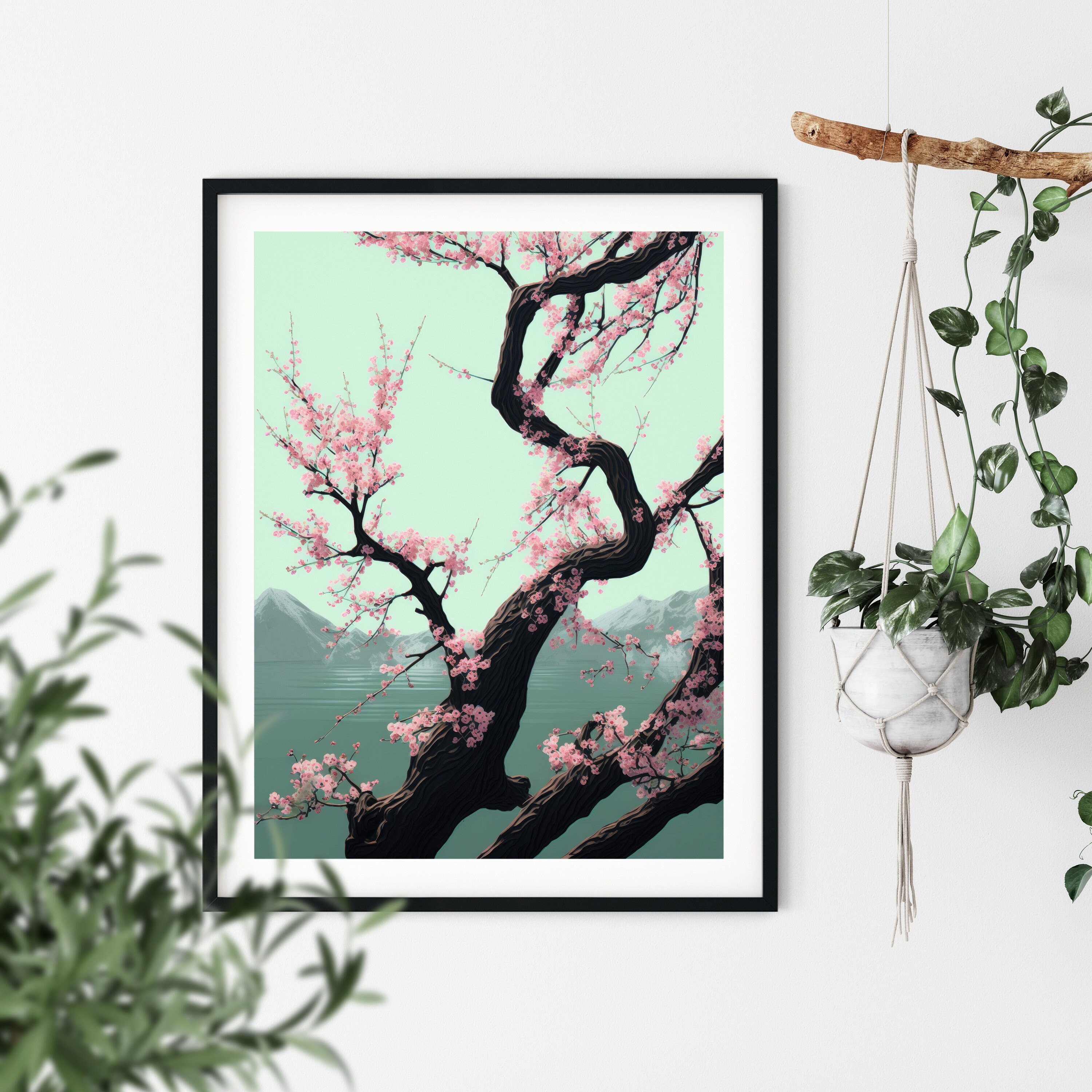 Sakura Tree Wall Art | Cherry Blossom Artwork | Japanese Room Decor ...