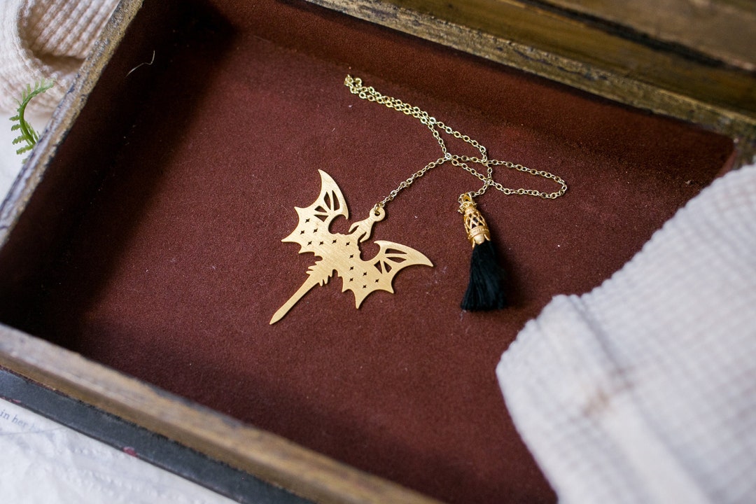 Dragon Charm Gold Chain Bookmark - Book Jewelry - Unique Bookmark ...