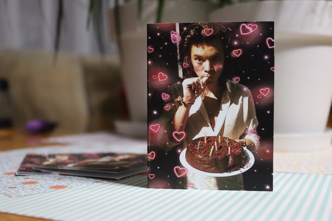 Birthday Card Harry Styles Blank Folded Card for Friend Family - Etsy