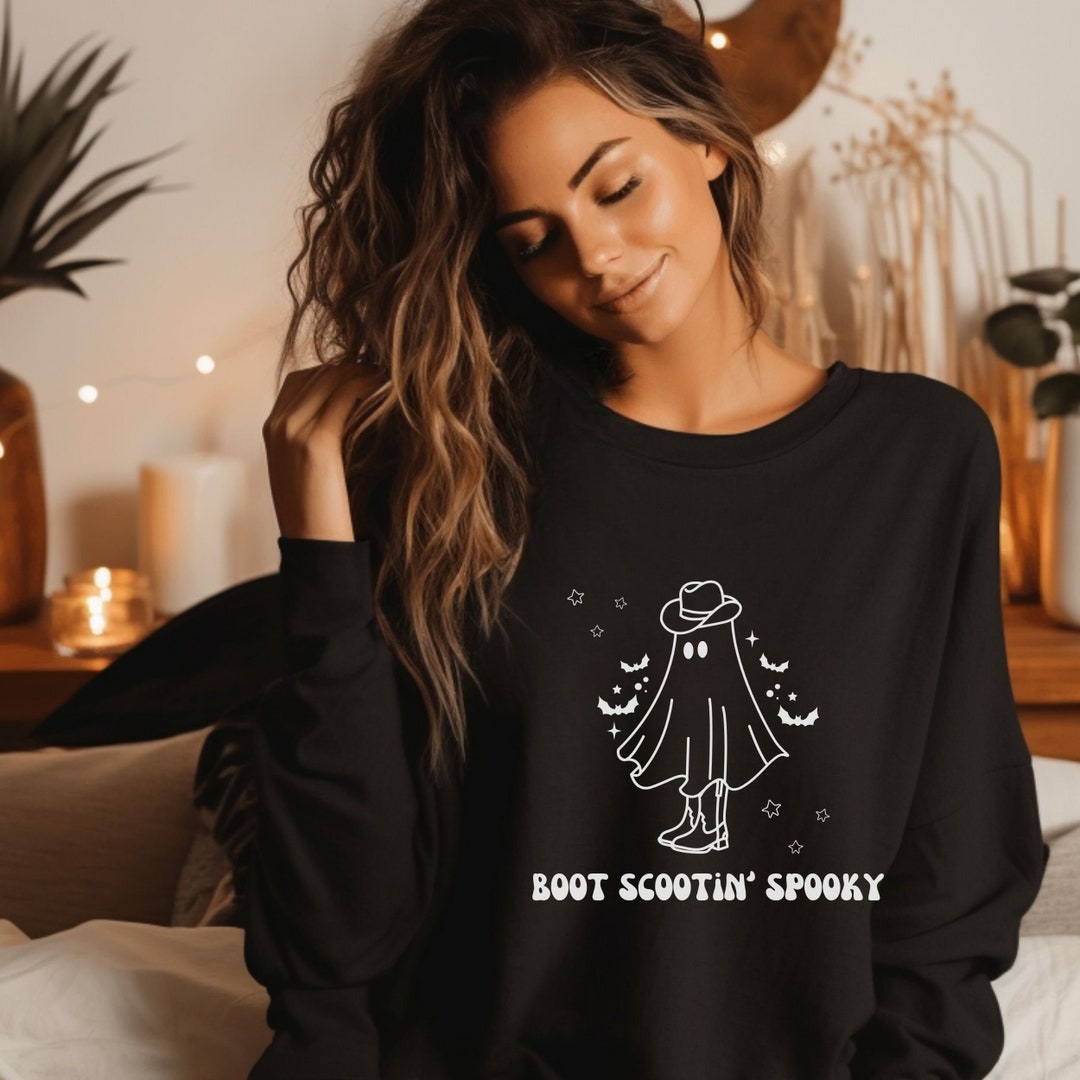 Boot Scootin' Spooky Ghost Retro Western Gildan Crewneck Sweatshirt - Etsy