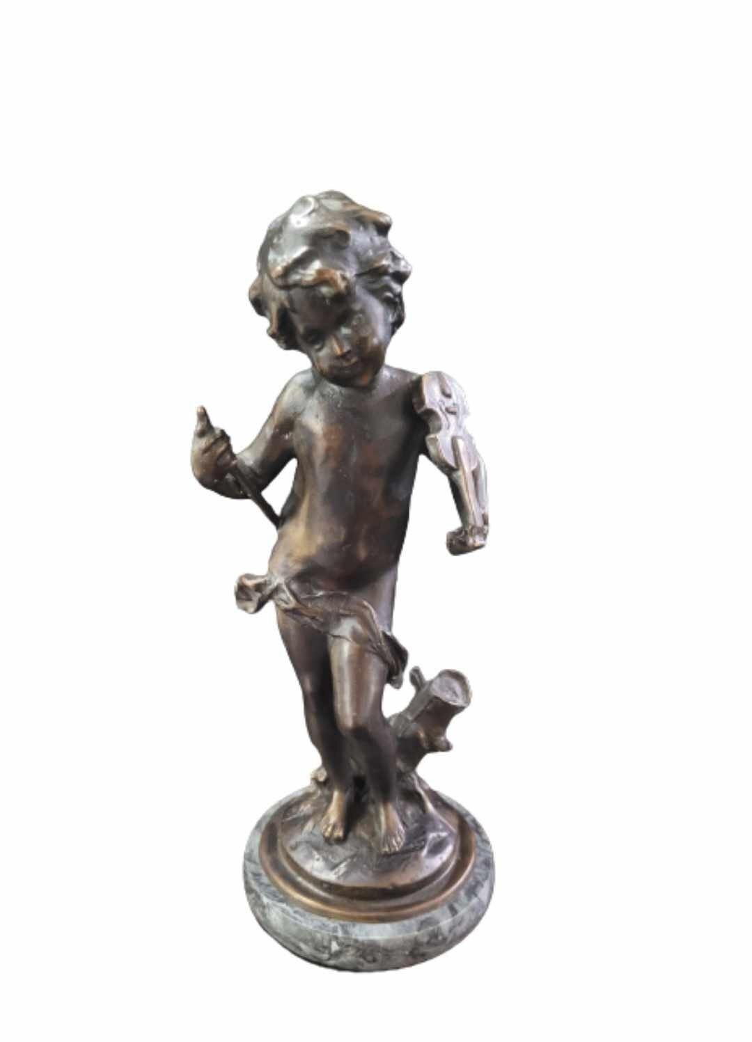 Bronze Boy With Violin on Marble Base - Etsy