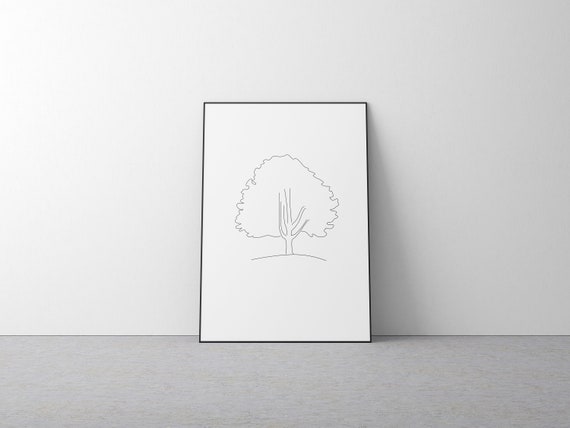 Tree Line Art Nature Gallery Wall Art Simplistic | Etsy