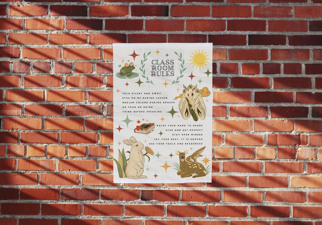 Classroom Rules Poster Middle Grade Standards of Conduct Fairy Woods ...