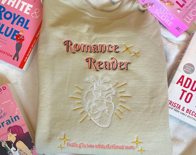 Romance Reader Crewneck / Book Merch / Embroidered Romance Reader ...