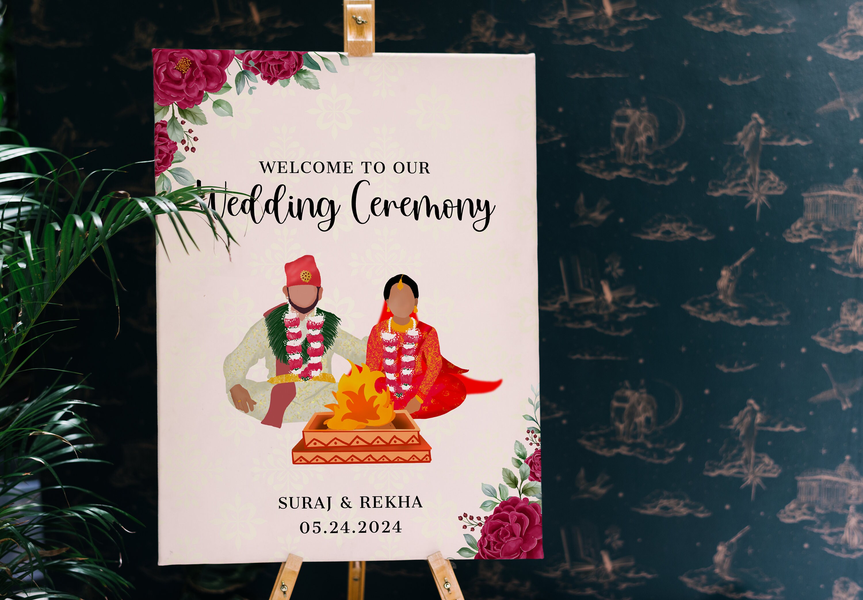 Custom Unique Nepali Wedding Welcome Poster Traditional Nepali Wedding ...