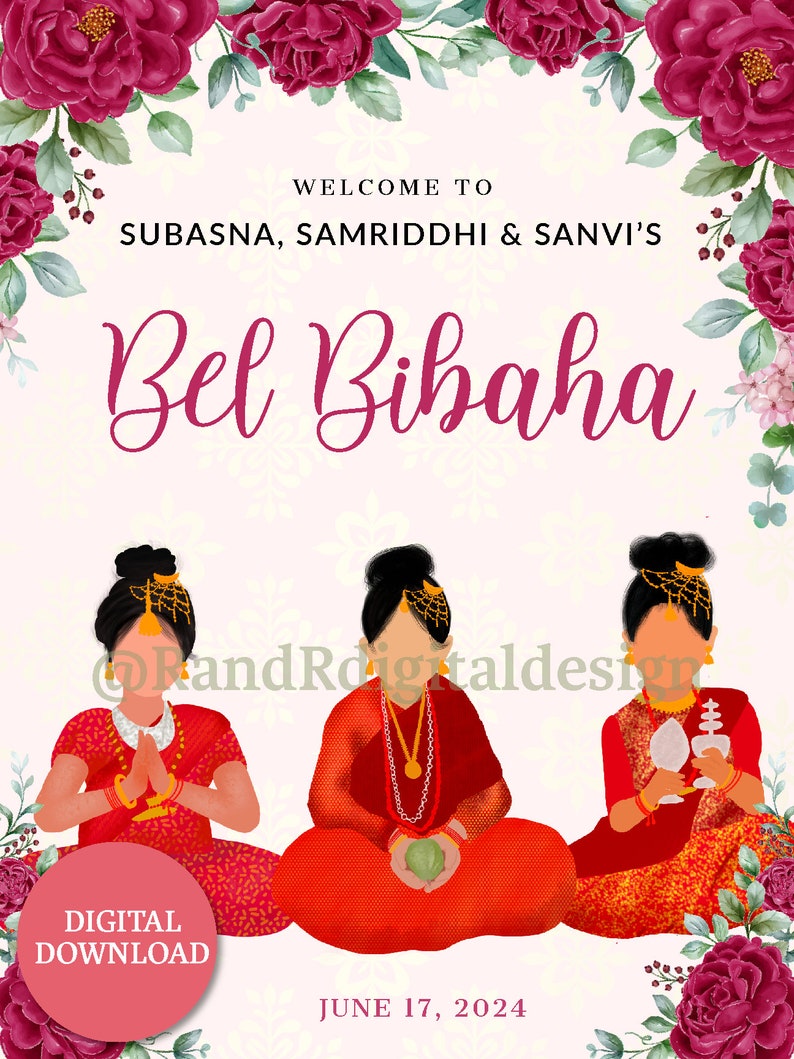 Newari Bel Bihaha Ihi Wedding Welcome Poster | Traditional Nepali ...