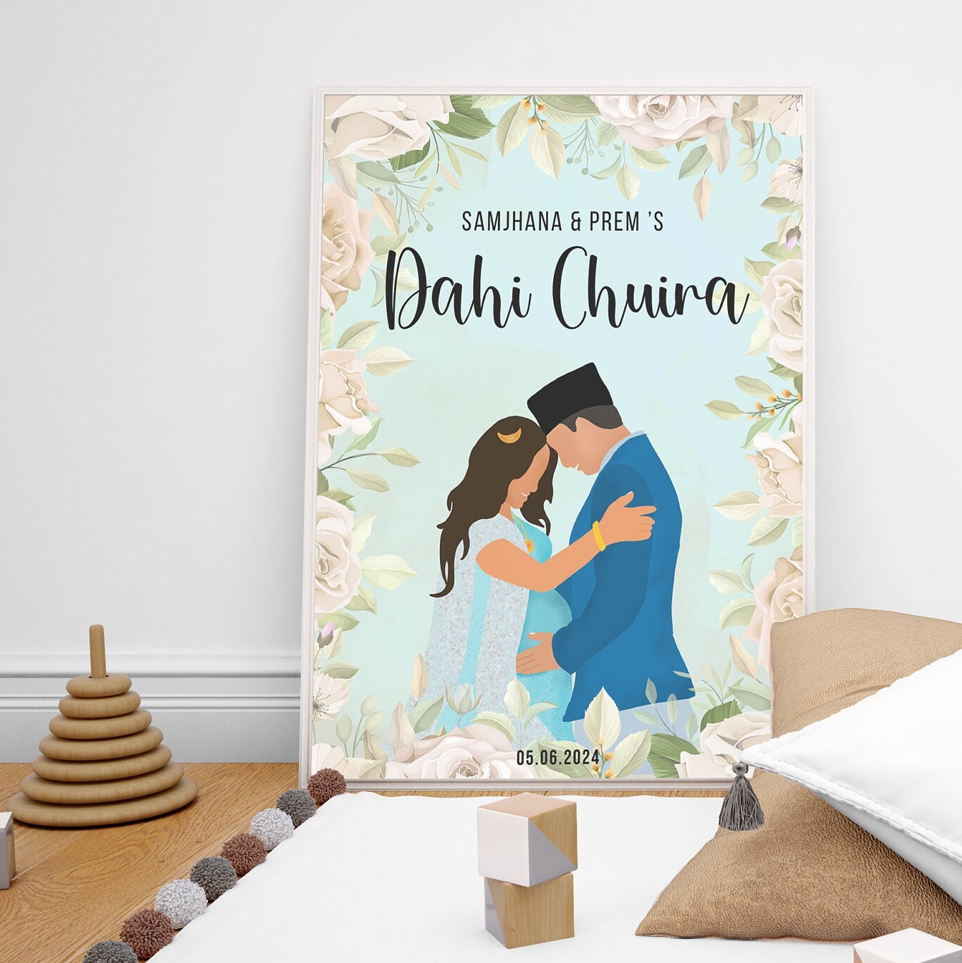 Nepali Custom Baby Shower Dahi Chiura Poster Pregnancy Announcement ...