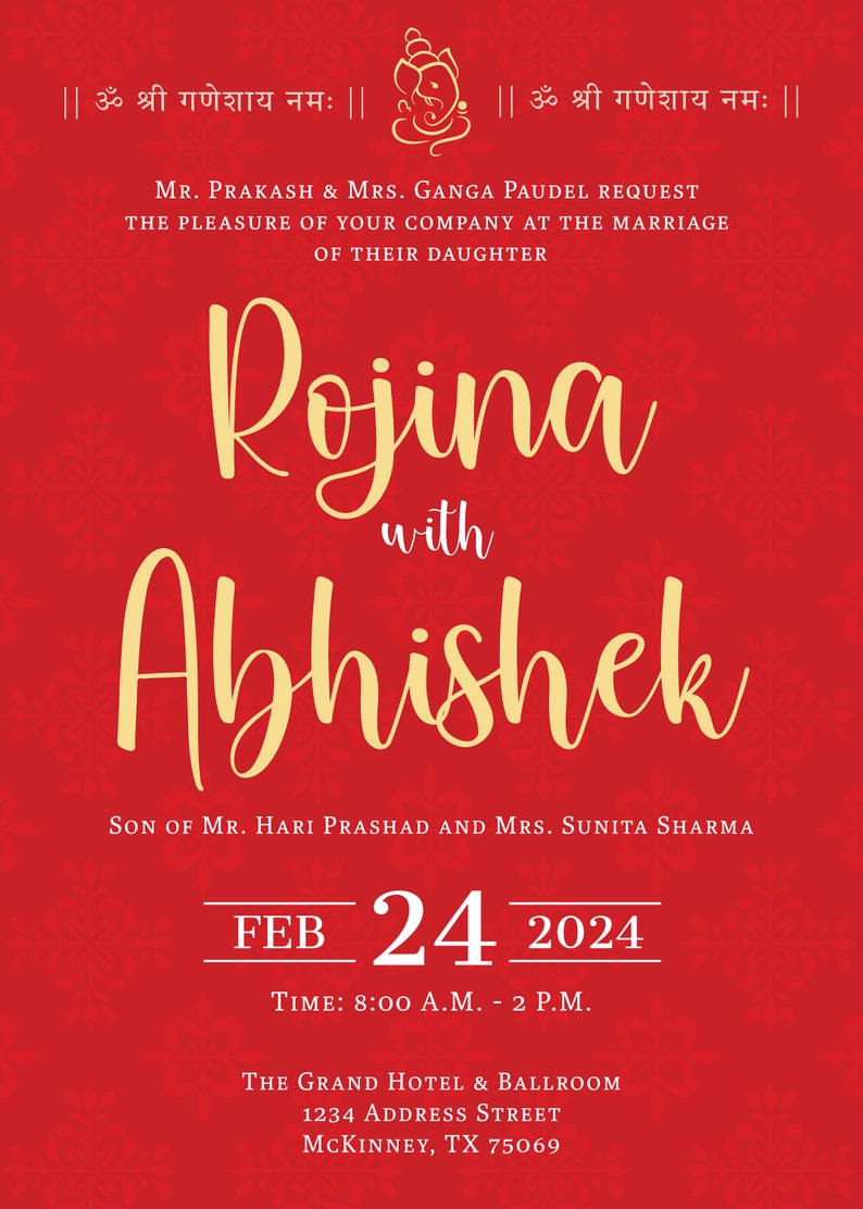 Nepali Wedding Invitation Card | High Resolution Digital File ...