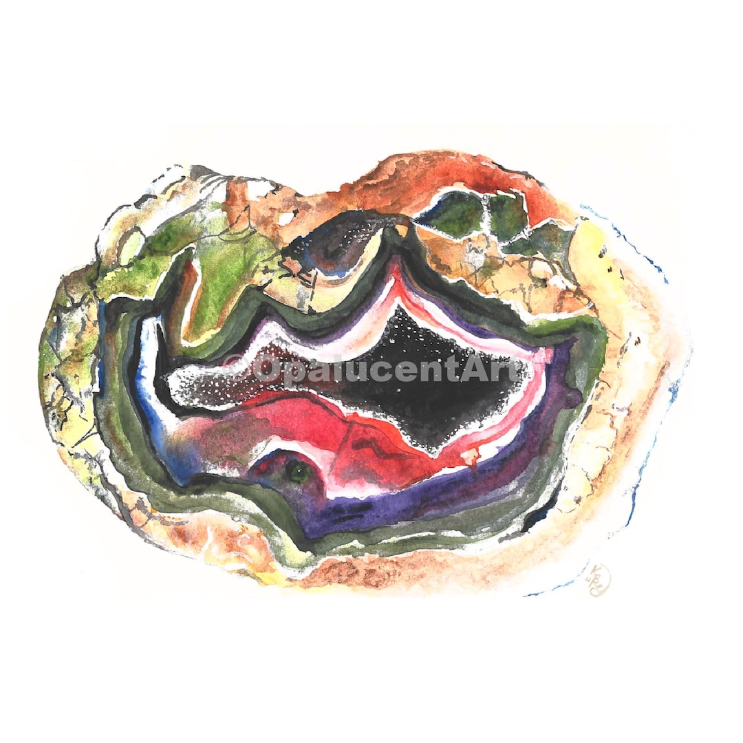 Digital: Geode Art, Watercolor Painting, Gem and Mineral Art - Etsy