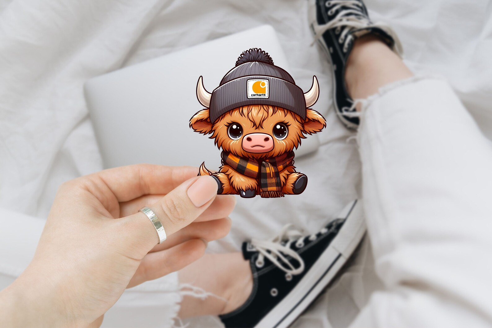 Highland Cow Sticker, Highland Cow Decal, Cute Baby Highland Cow, Cute ...