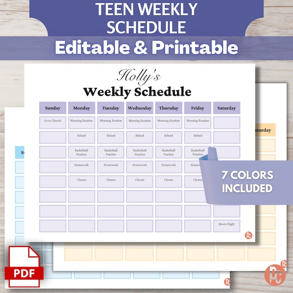 Teen Schedule - Etsy