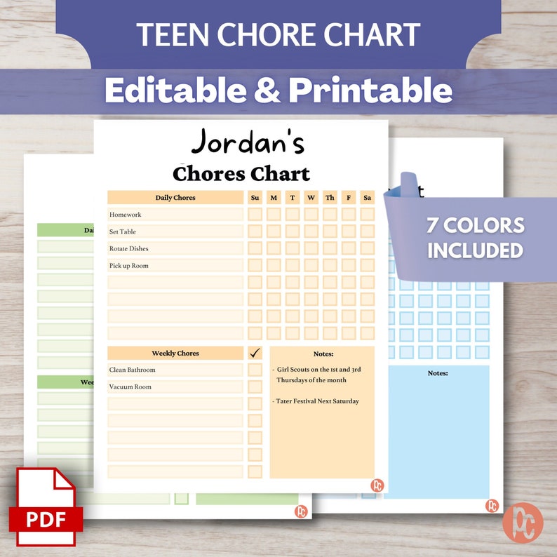 Personalized Chore Chart for Teens Teen Responsibility Chart - Etsy