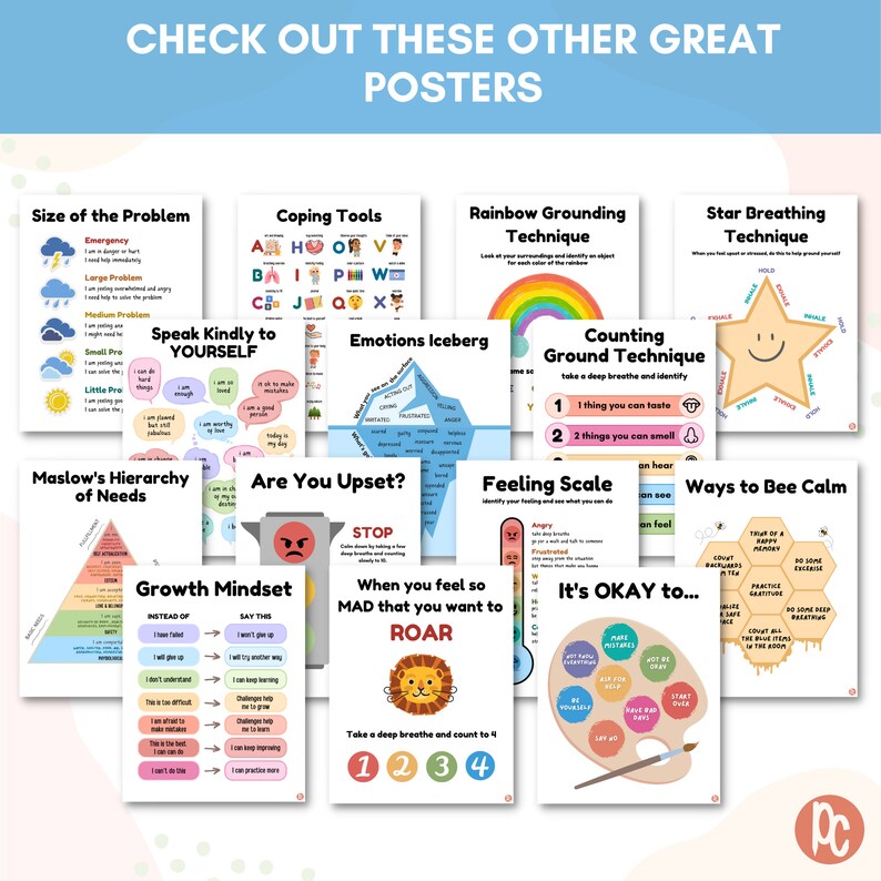 Feeling Chart Poster Emotions Poster Mental Health School Counselor ...
