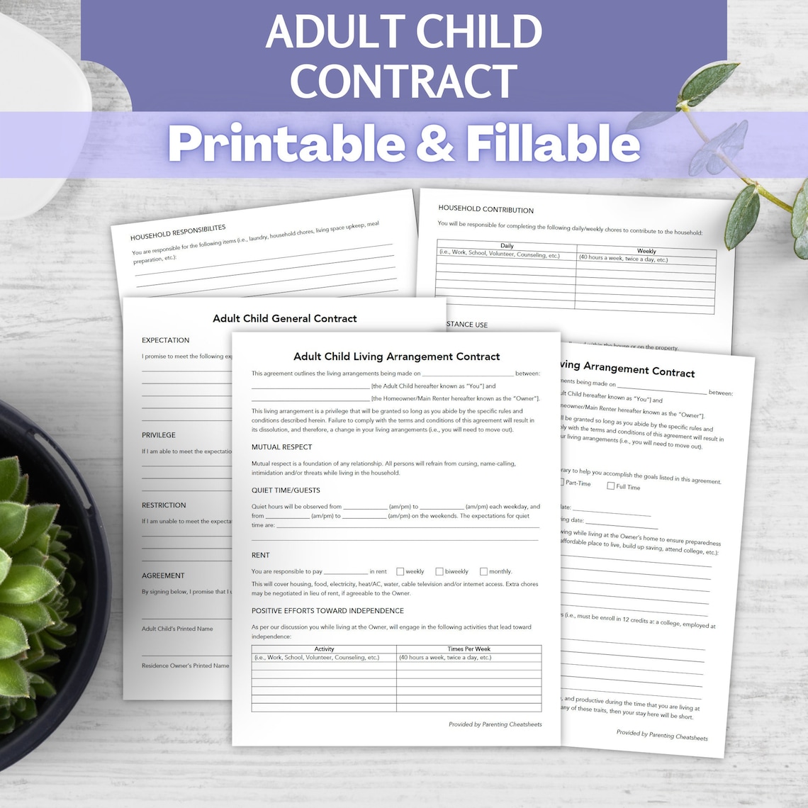 Adult Child Contract Living Agreement Parenting Contract - Etsy