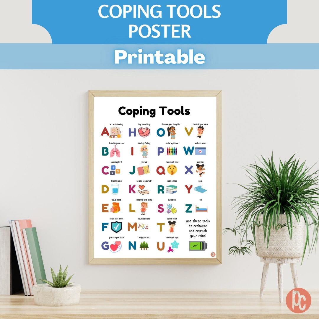 Coping Skills Alphabet Poster Calming Corner DBT Posters Therapy Office ...