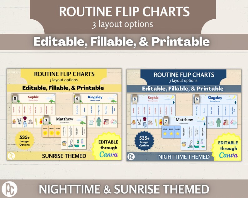 Bedtime and Morning Routines Editable Chart Editable Checklist ...