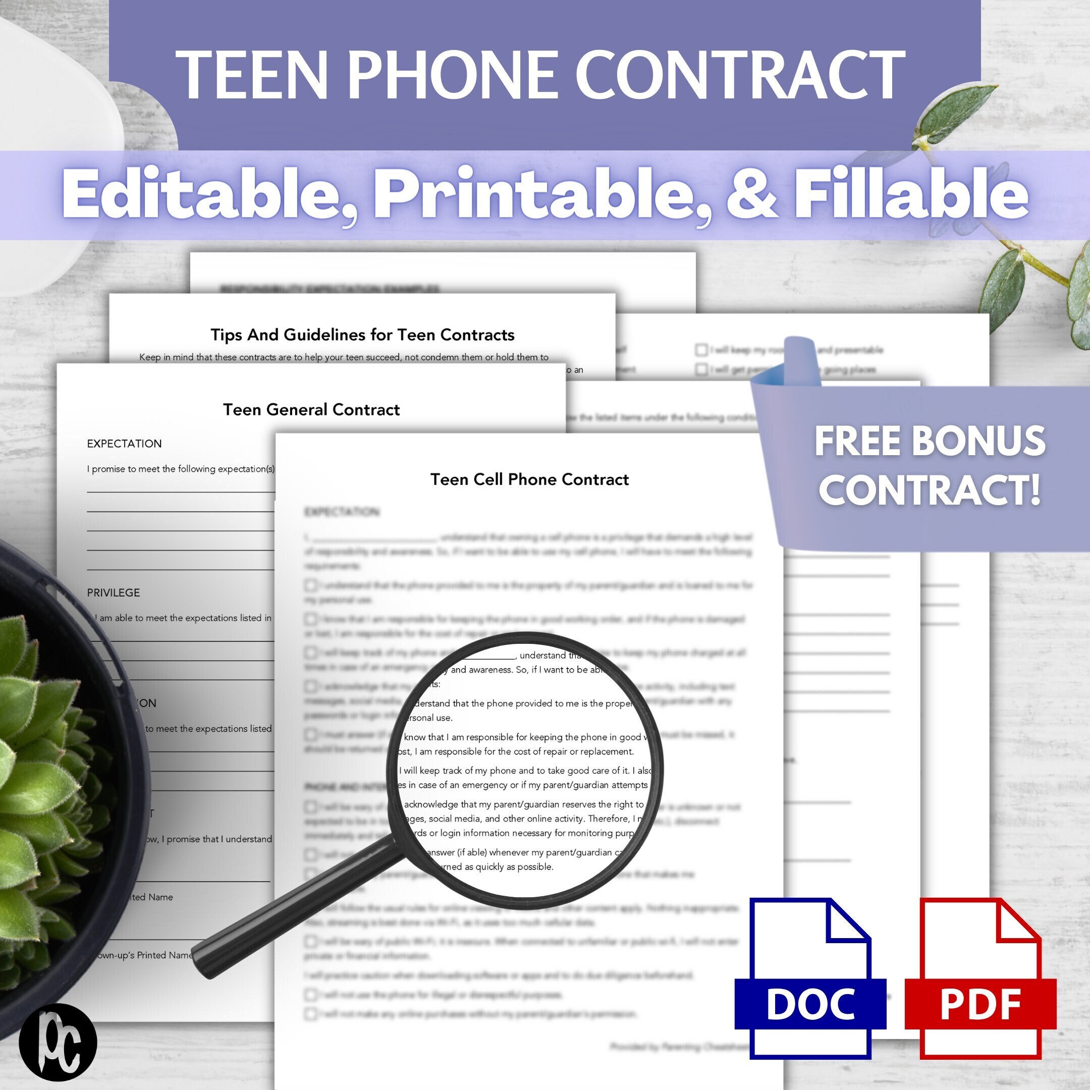 Teenage Phone Contract Teen Cell Phone Agreement Teenage Phone Usage ...